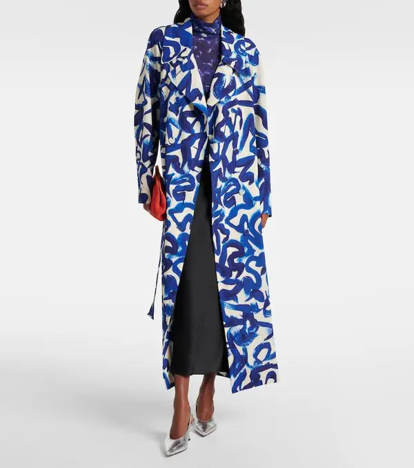 Dries Van Noten Printed Wrap Coat