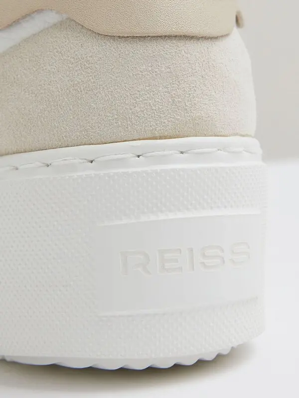 REISS Casey Leather Slip-on Trainers - White