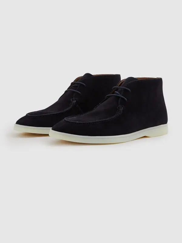 REISS Loftus Suede Chukka Boots - Navy