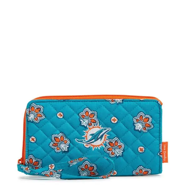VERA BRADLEY Nfl Rfid Front Zip Wristlet In Miami Dolphins Bandana - Multicolor