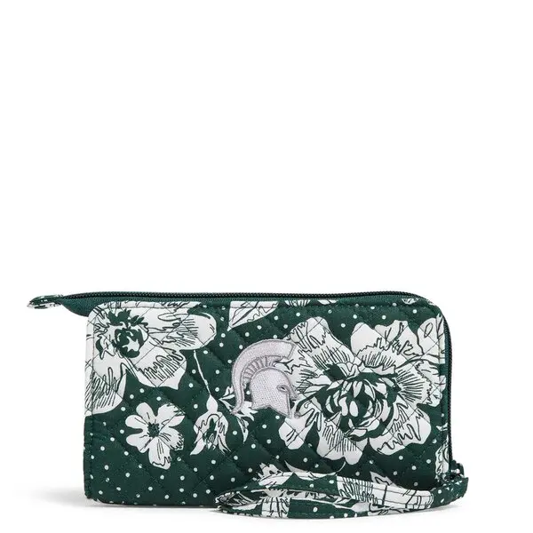 VERA BRADLEY Collegiate Rfid Front Zip Wristlet - Green/white