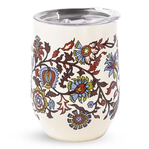 VERA BRADLEY Stainless Steel Wine Tumbler In Marrakesh Vines Cream