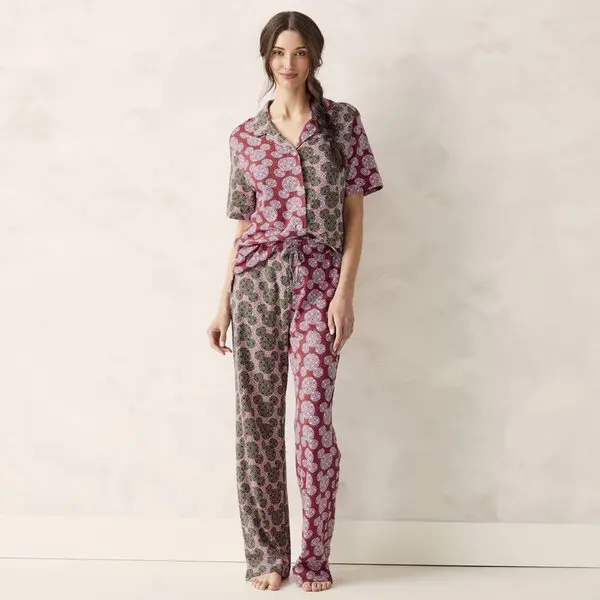 VERA BRADLEY Disney Button-down Pajama Set In Mickey Mouse Kaleidoscope Multi