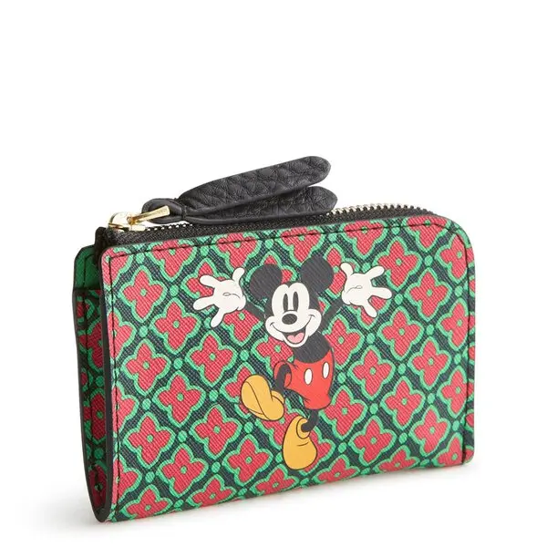 VERA BRADLEY Disney Zip Card Pouch In Silly Mickey Mouse - Pink/green