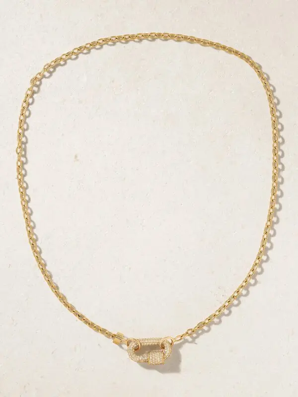 MARLA AARON Allstone Chubby Babylock + Pulley Chain 14-karat Diamond Necklace - Gold