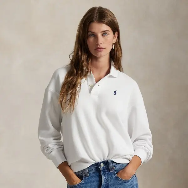 Ralph Lauren Polo-collar Fleece Pullover - White