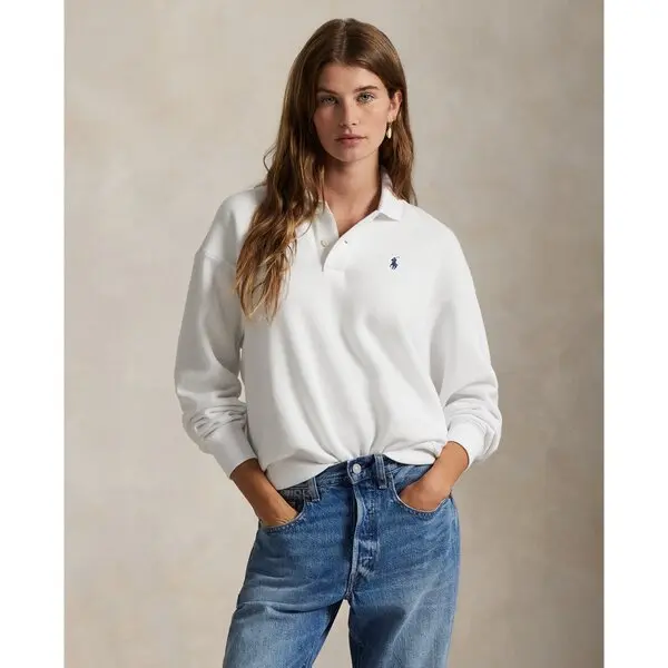 Ralph Lauren Polo-collar Fleece Pullover - White