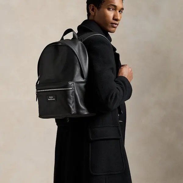 Ralph Lauren Smooth Leather Backpack - Black