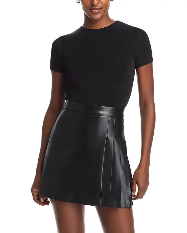 Alice + Olivia Chara Faux Leather Short Sleeve Dress