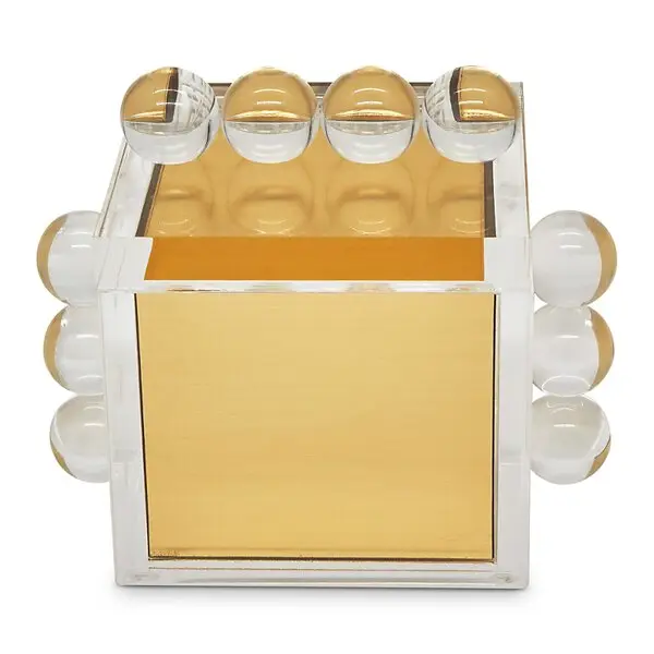 TIZO Lucite Bubble Design Box With Lid - Gold