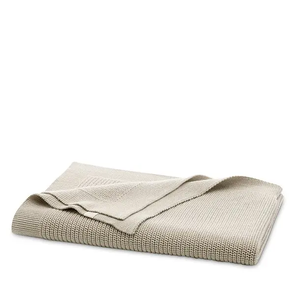 BOLL & BRANCH Ribbed Knit Cotton Baby Blanket - Heathered Oatmeal