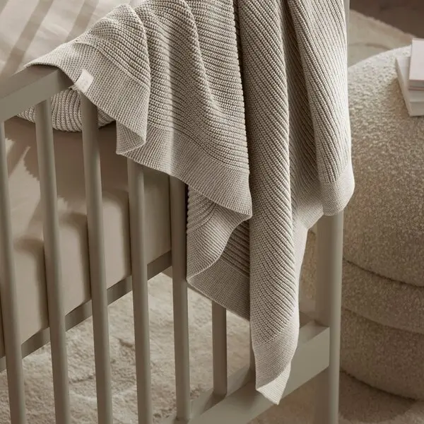 Boll Branch Ribbed Knit Cotton Baby Blanket Heathered Oatmeal