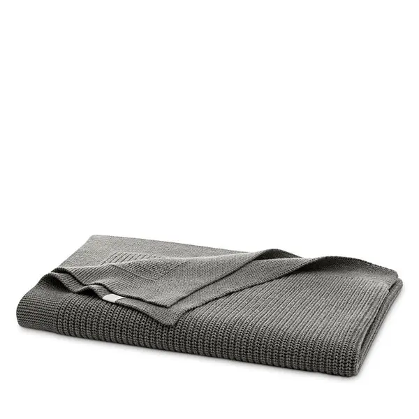 BOLL & BRANCH Ribbed Knit Cotton Baby Blanket - Heathered Stone