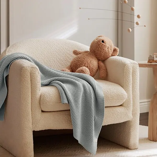 BOLL & BRANCH Ribbed Knit Cotton Baby Blanket - Shore