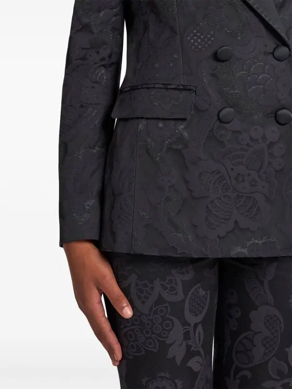 Etro Double-breasted Jacquard Blazer - Black