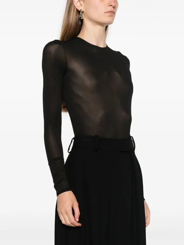 Wardrobe.NYC Sheer Bodysuit - Black