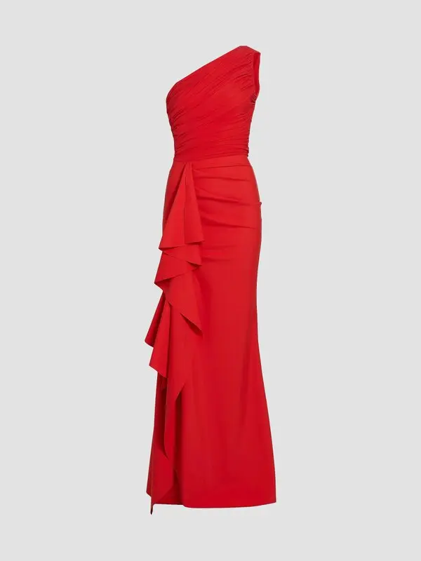 Chiara Boni La Petite Robe Aziza Ruched One-shoulder Gown - Passion