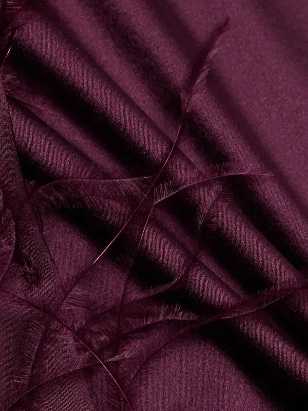 Lapointe Feather Embellished Satin Shift Minidress