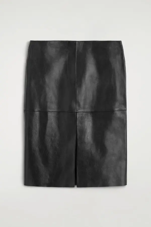 Cos Leather A-line Midi Skirt