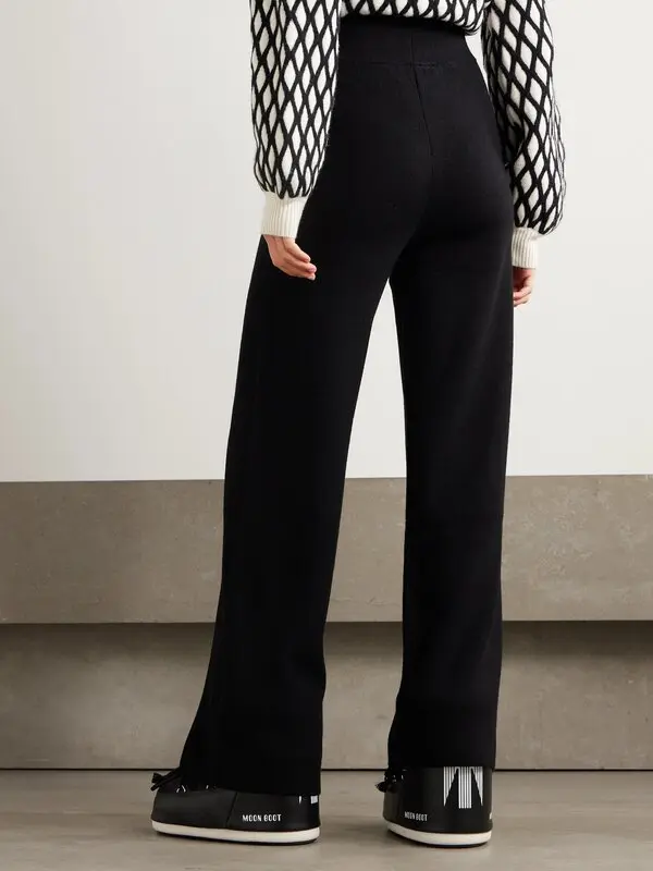 Perfect Moment Embroidered Knitted Wool Wide-leg Pants