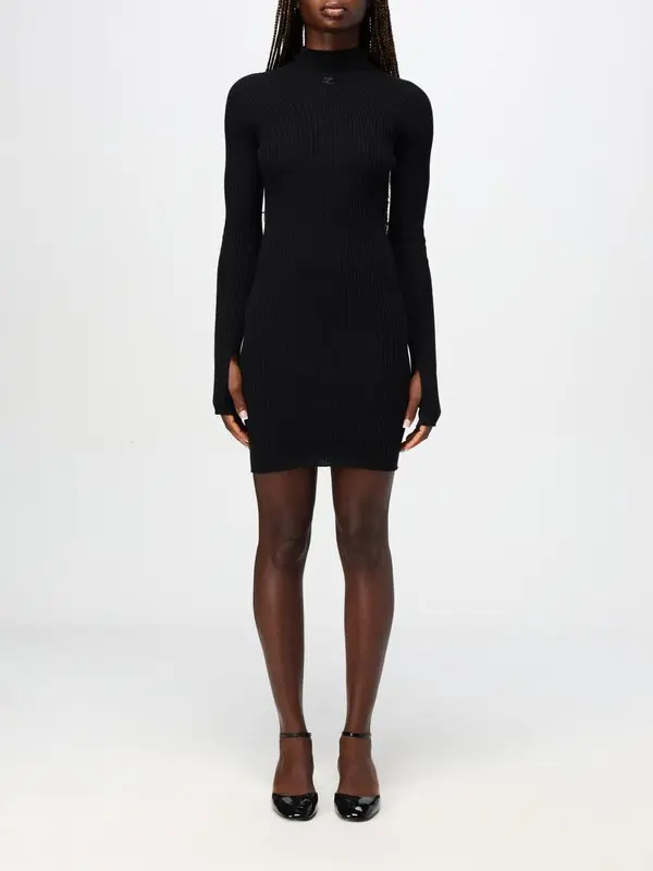 COURREGES Ribbed High Neck Mini Dress