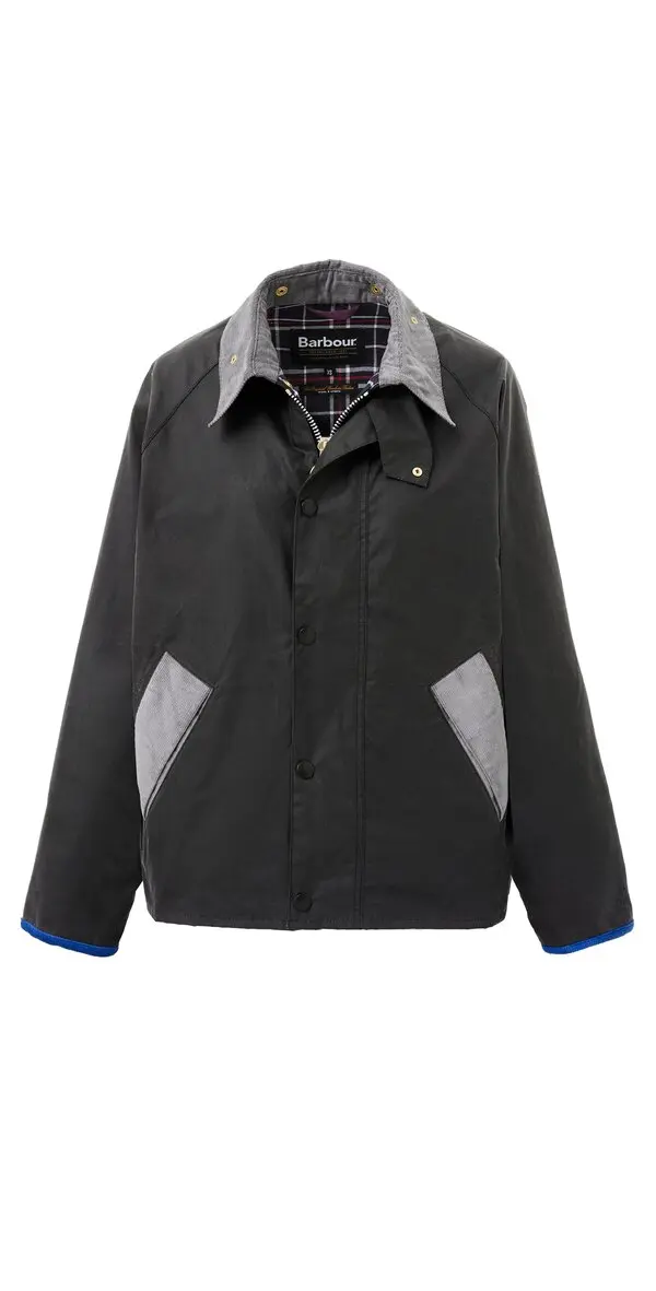Flower Mountain Barbour X Transport Wax Jacket In Charcoal - 60