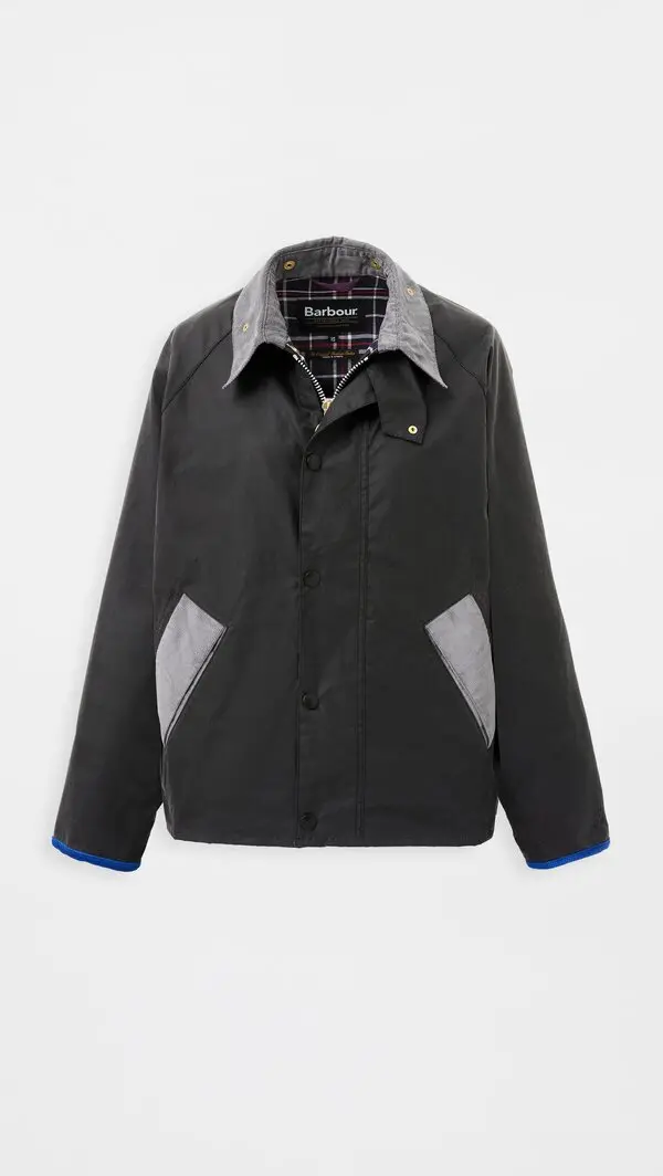 Flower Mountain Barbour X Transport Wax Jacket In Charcoal - 60