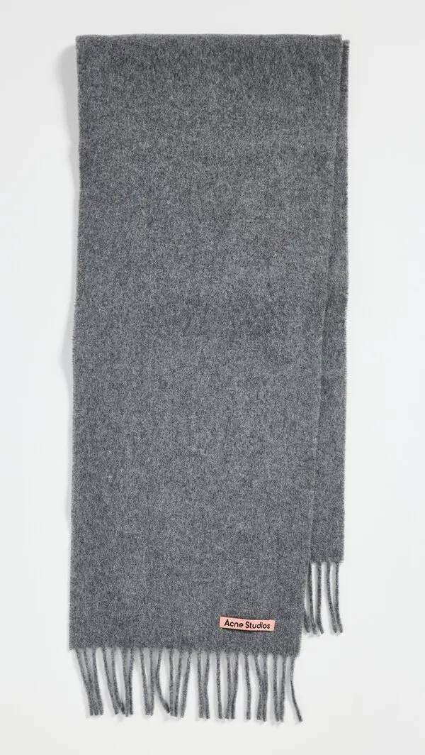 Acne Studios Canada Skinny Wool Scarf - Grey Melange