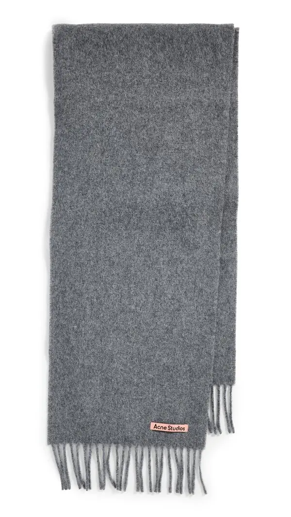 Acne Studios Canada Skinny Wool Scarf - Grey Melange