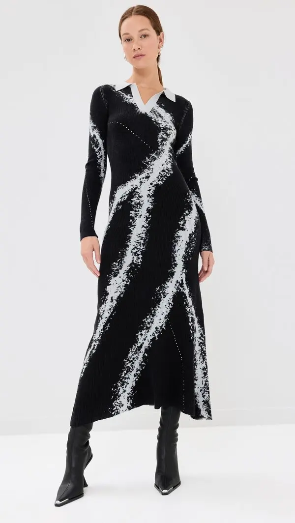 black white tie dye maxi dress Leia Kaftan Dress in Black Tie Dye
