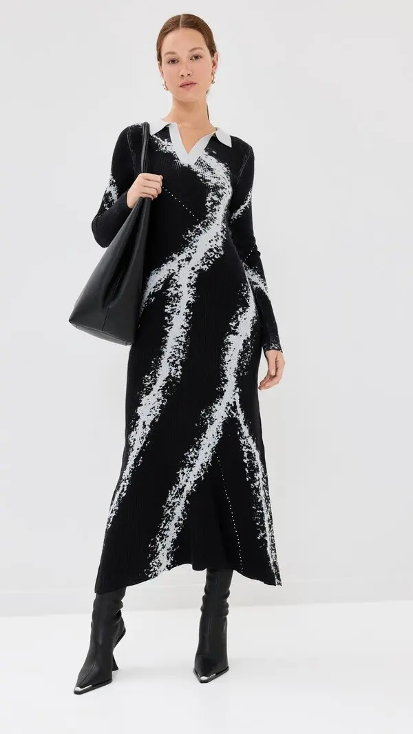 black dress with white floral print Black & White Floral Sheer Set – La Bottega di Layla main image 0