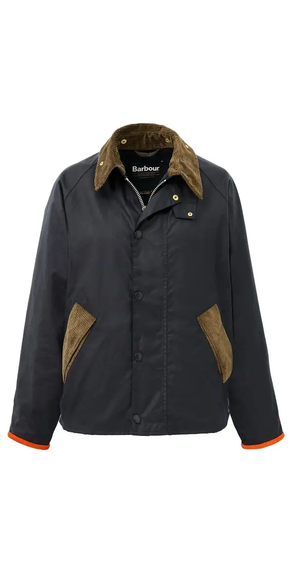 Flower Mountain Barbour X Transport Wax Jacket In Navy - 50% Off