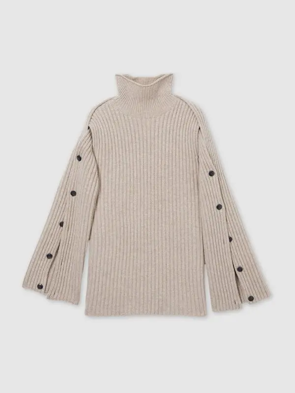 REISS Atelier Wool-blend Jumper With Cashmere And Buttoned Sleeves