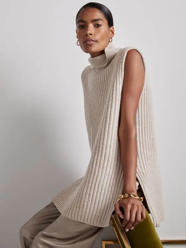 REISS Atelier Wool-blend Jumper With Cashmere And Buttoned Sleeves