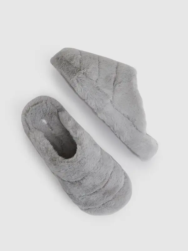 REISS Andrea Faux Fur Slippers