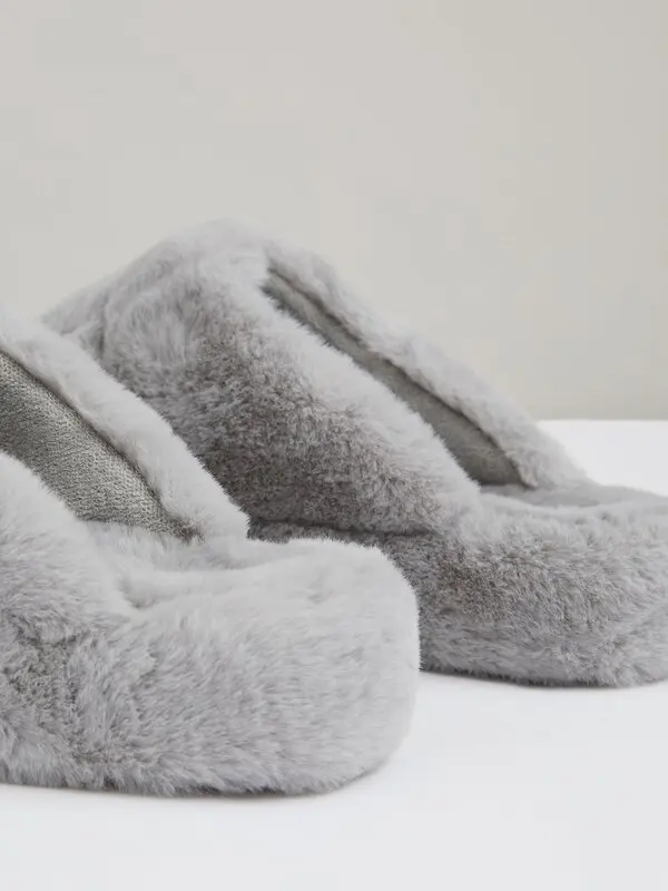 REISS Andrea Faux Fur Slippers
