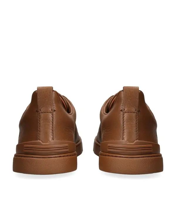 Zegna Deerskin Triple Stitch Sneakers - Beige