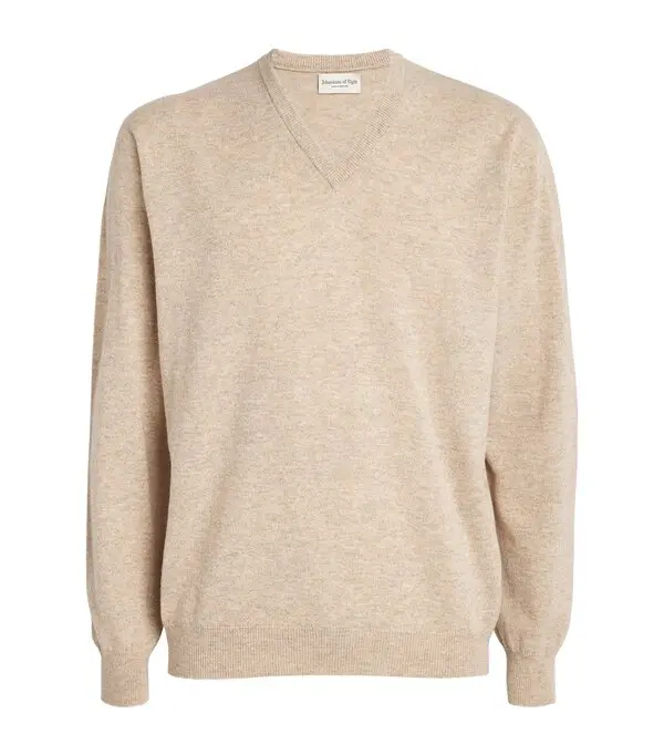 Johnstons Of Elgin Cashmere V-neck Sweater - Beige