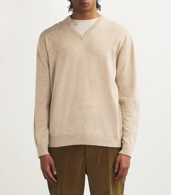 Johnstons Of Elgin Cashmere V-neck Sweater - Beige