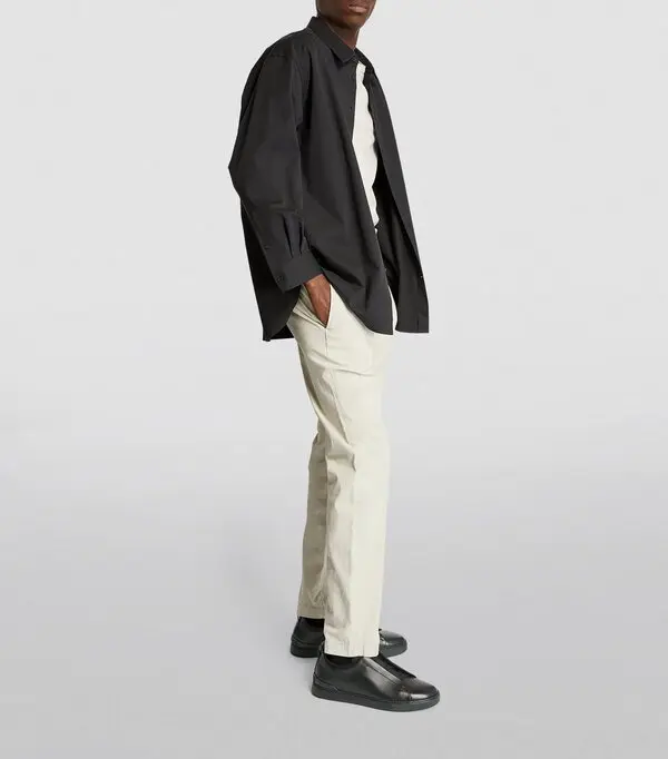 Zegna Triple Stitch Leather Sneakers - Black
