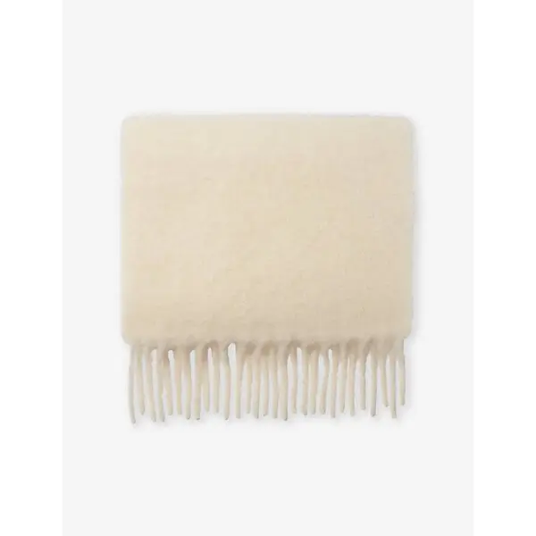 Maje Brand-patch Tassel Alpaca-blend Scarf - Blanc