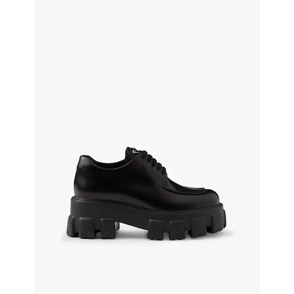 Prada Monolith Brushed Leather Lace-up Shoes