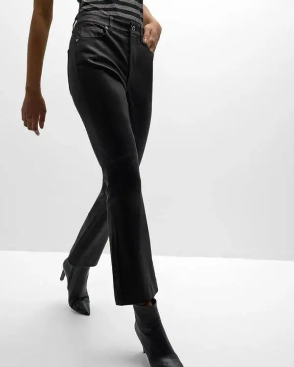 Veronica Beard Carson Leather Flare Jeans