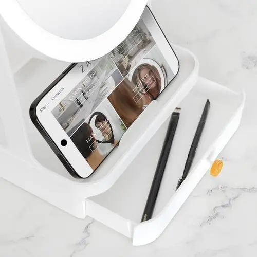 ZADRO Back-to-school Led Lighted Makeup Mirror With Tray & Drawer - White