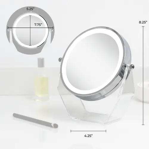 ZADRO Lighted Makeup Mirror With Magnification & Swivel - Chrome