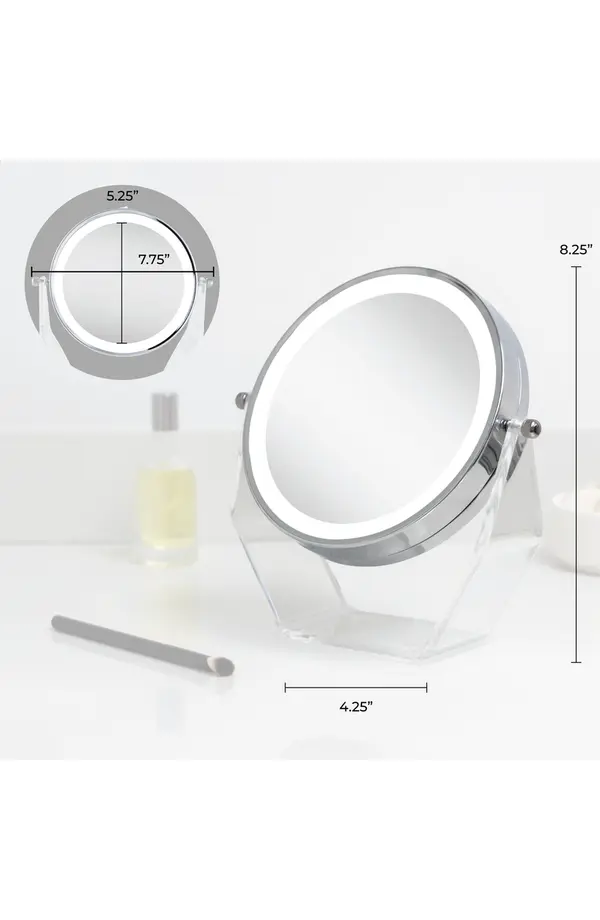 ZADRO Lighted Makeup Mirror With Magnification & Swivel - Chrome