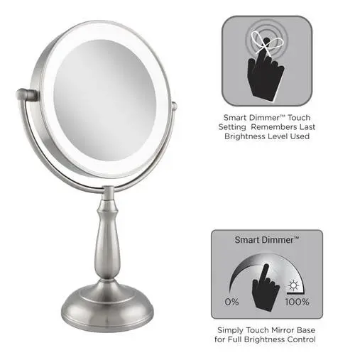 ZADRO Lighted Makeup Mirror With 5x/1x Magnification & Touch Base Controls - Chrome