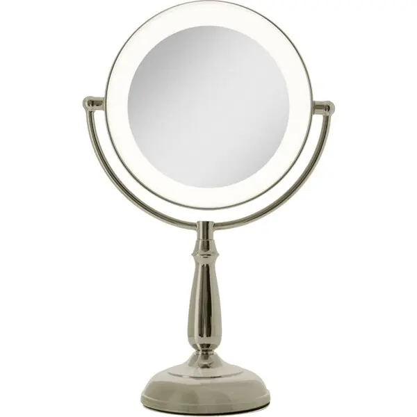 ZADRO Lighted Makeup Mirror With 5x/1x Magnification & Touch Base Controls - Polished Nickel