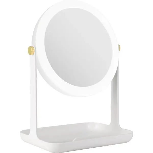 ZADRO Back-to-school Lighted Makeup Mirror With Accessory Tray & Phone Holder - White