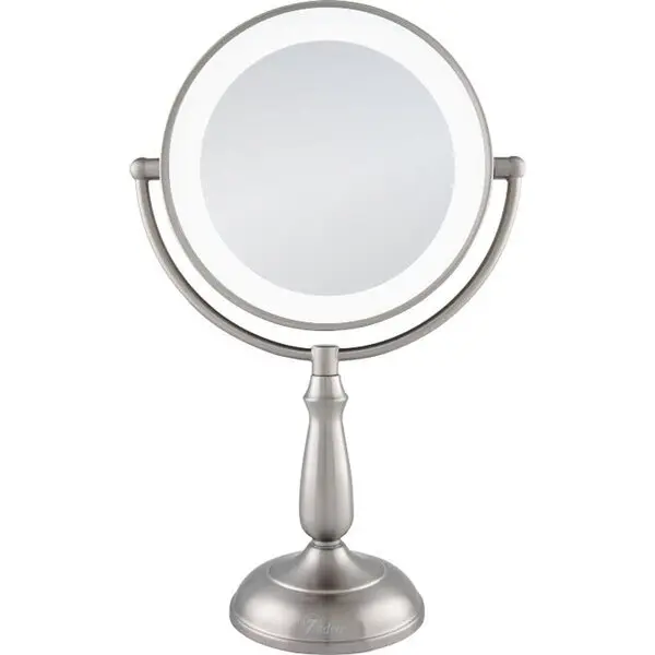 ZADRO Lighted Makeup Mirror With 10x/1x Magnification & Touch Base Controls - Satin Nickel